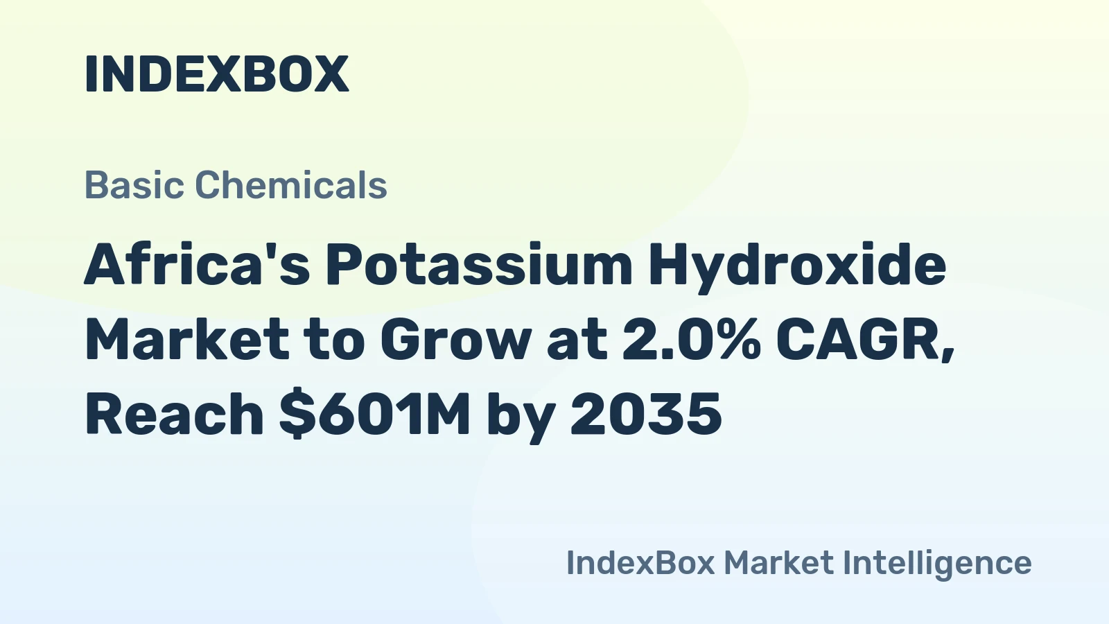 Africa's Potassium Hydroxide Market to Grow at 2.0% CAGR, Reach $601M by 2035