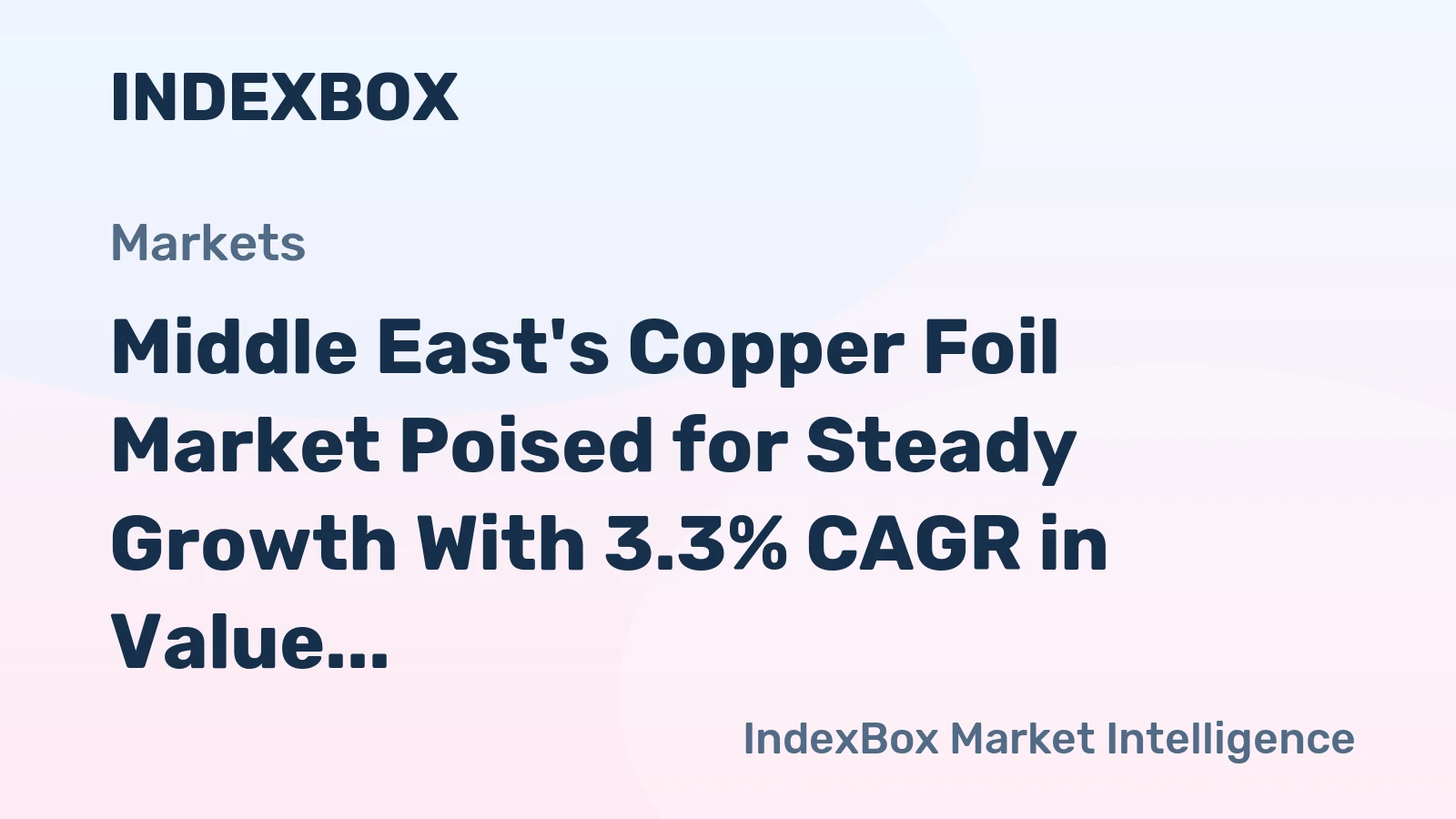 Middle East's Copper Foil Market Poised for Steady Growth With 3.3% CAGR in Value