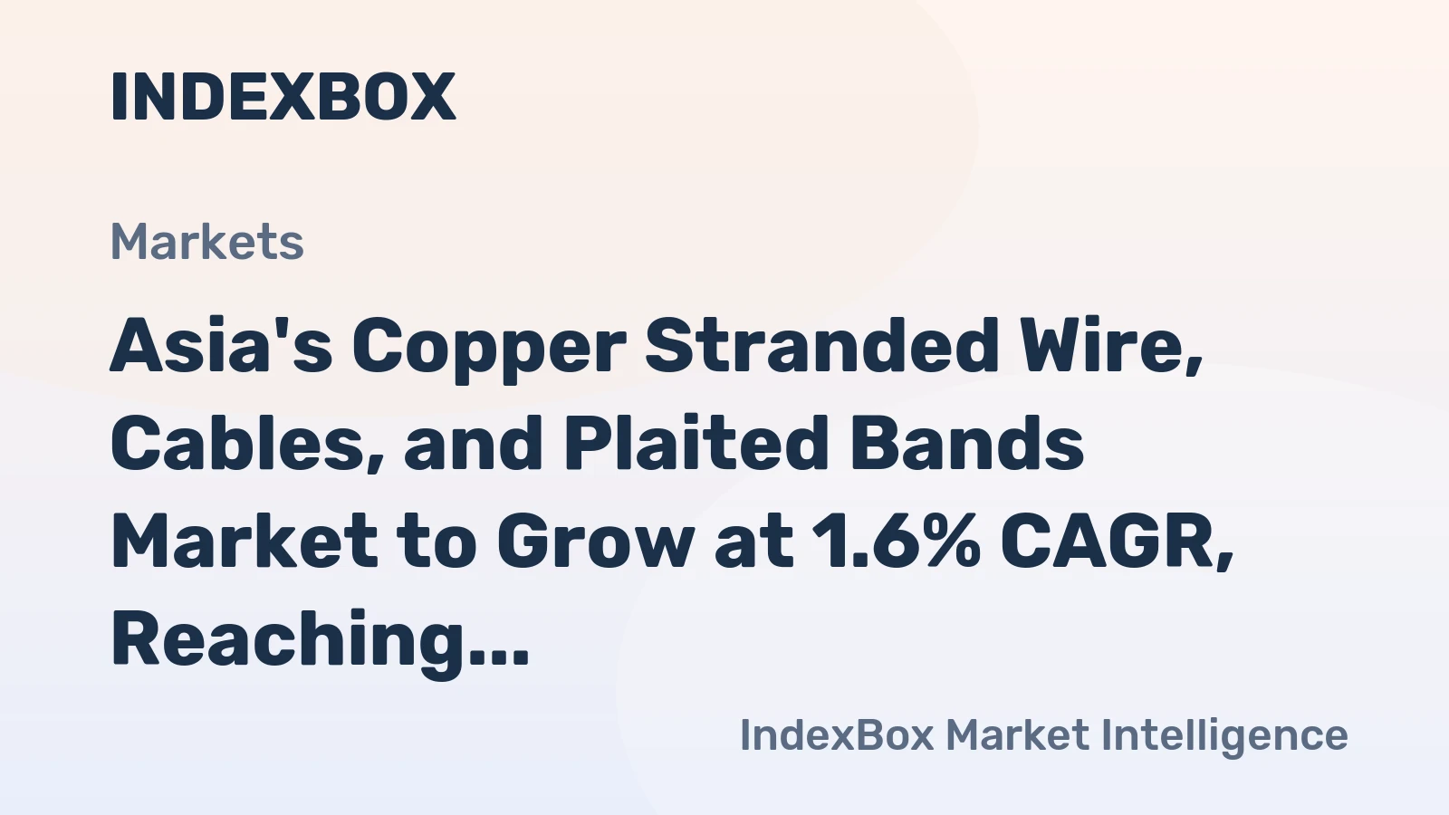 Asia's Copper Stranded Wire, Cables, and Plaited Bands Market to Grow at 1.6% CAGR, Reaching 1.1M Tons by 2035