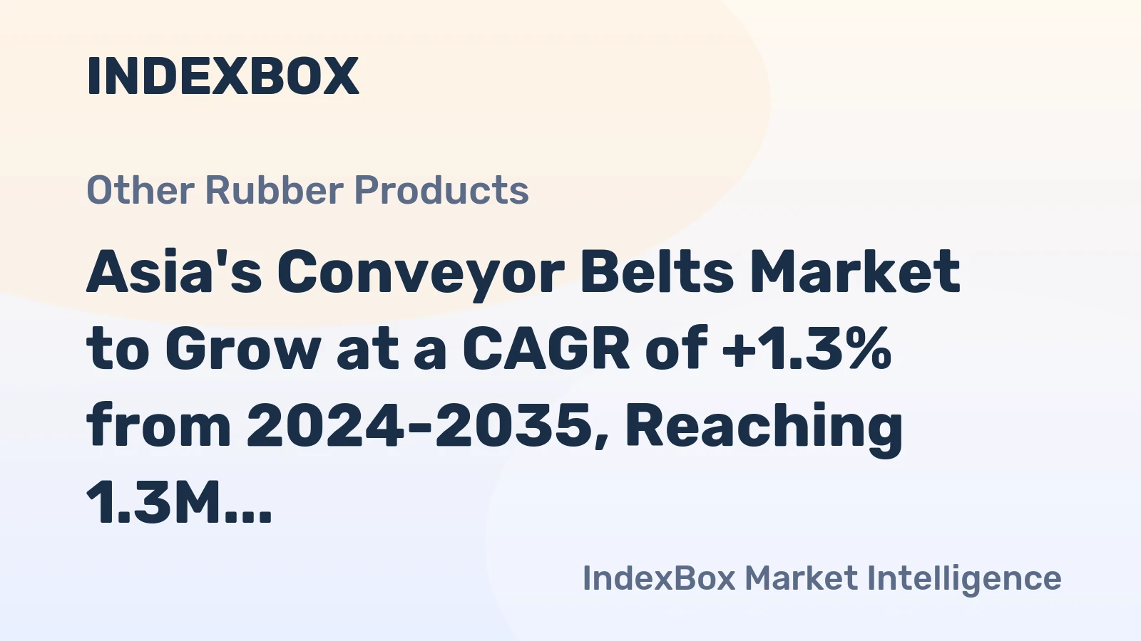 Asia's Conveyor Belts Market to Grow at a CAGR of +1.3% from 2024-2035, Reaching 1.3M Tons