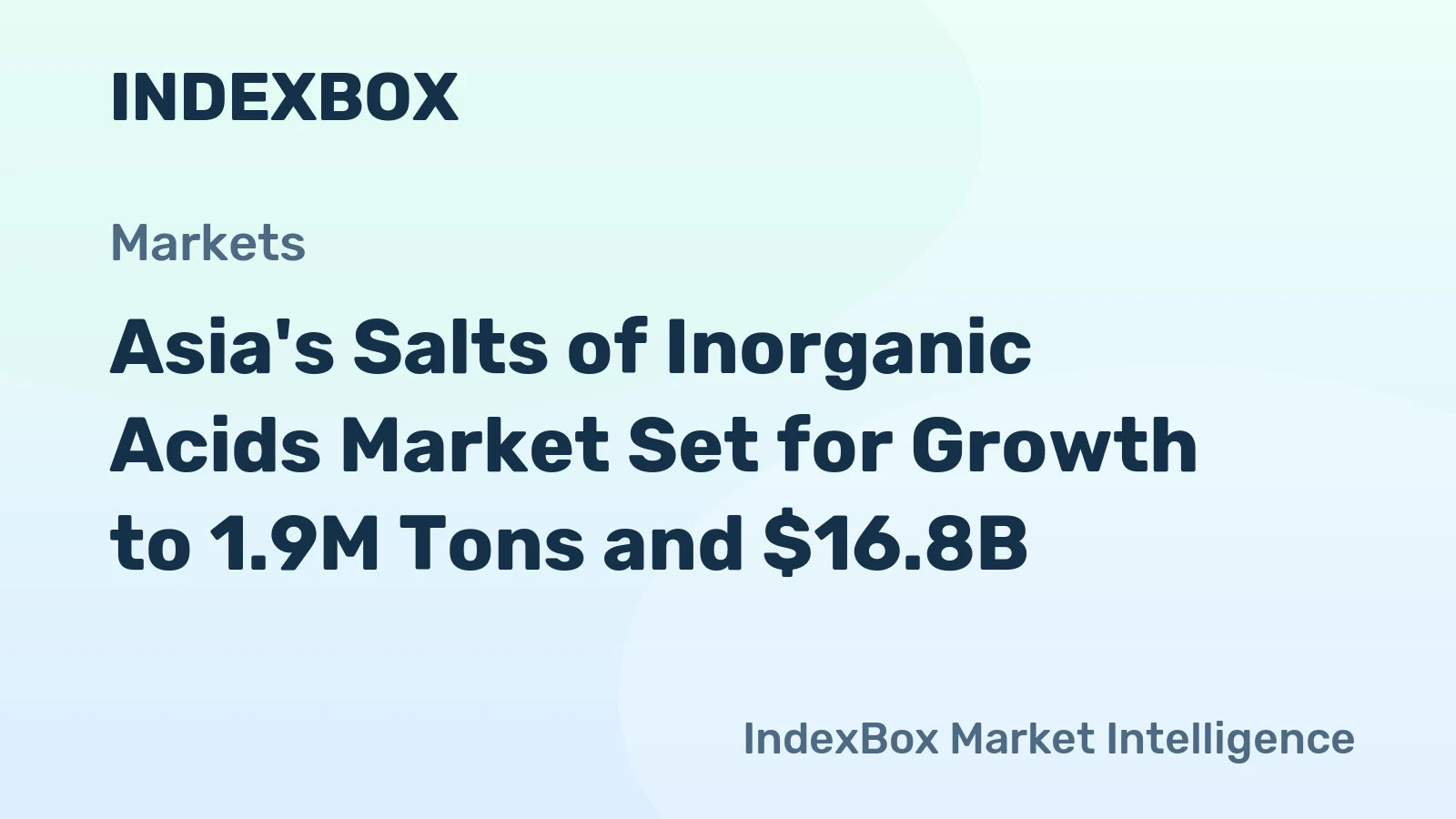 Asia's Salts of Inorganic Acids Market Set for Growth to 1.9M Tons and $16.8B