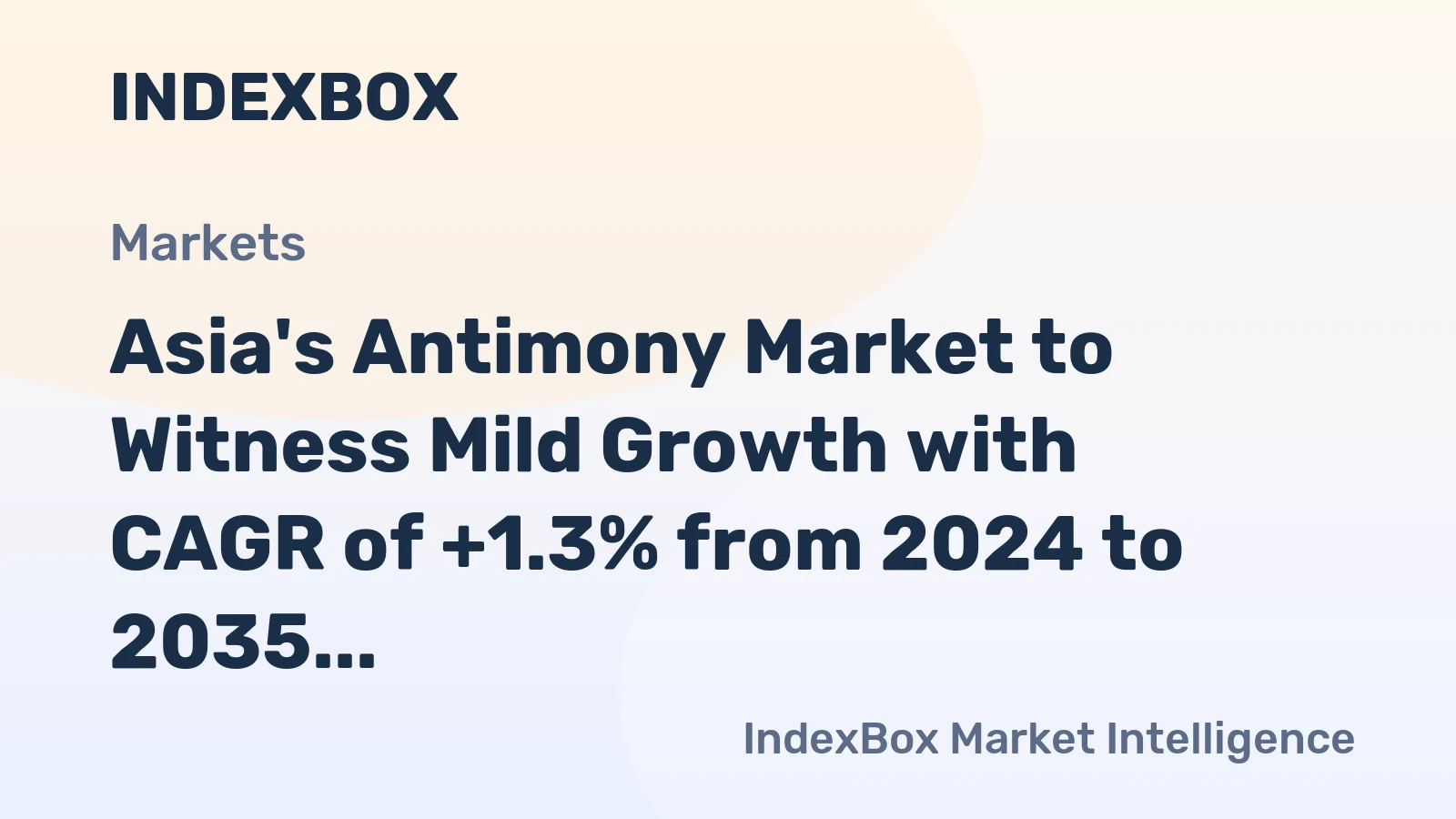 Asia's Antimony Market to Witness Mild Growth with CAGR of +1.3% from 2024 to 2035, Reaching $5.3B by End of 2035