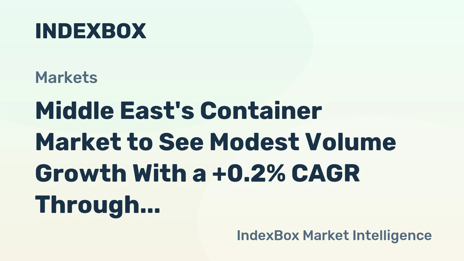 Middle East's Container Market to See Modest Volume Growth With a +0.2% CAGR Through 2035