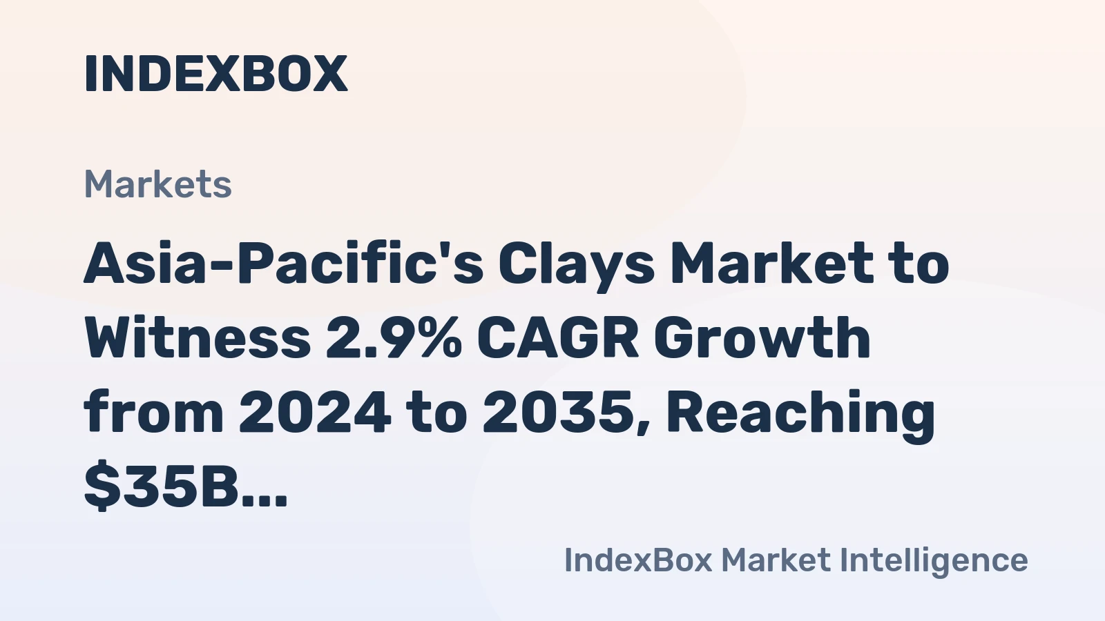Asia-Pacific's Clays Market to Witness 2.9% CAGR Growth from 2024 to 2035, Reaching $35B by 2035