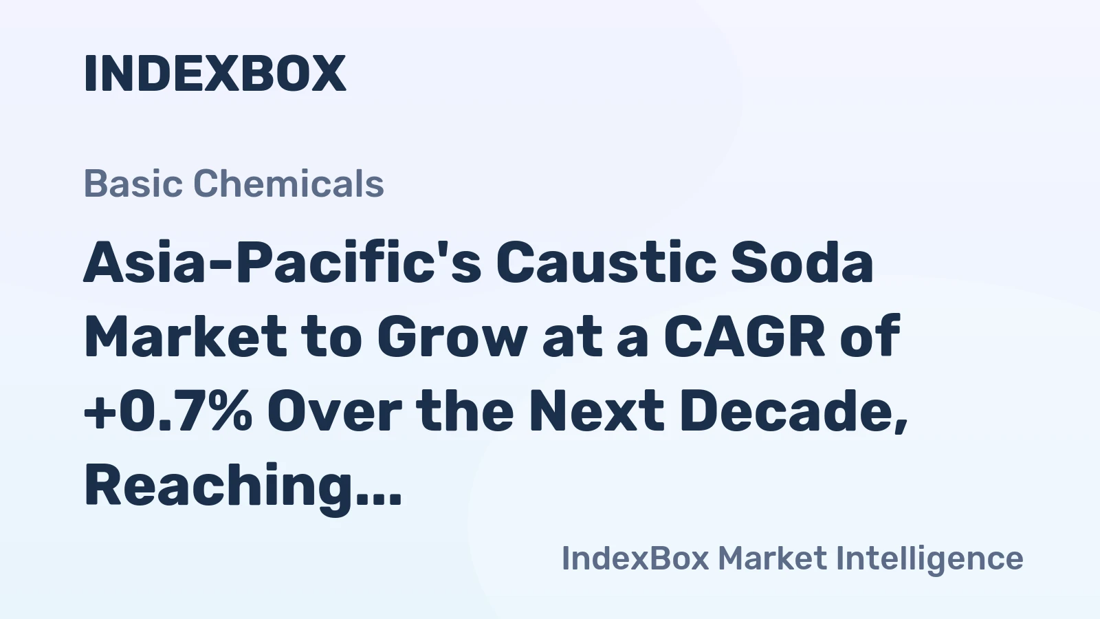 Asia-Pacific's Caustic Soda Market to Grow at a CAGR of +0.7% Over the Next Decade, Reaching $15.9B by 2035
