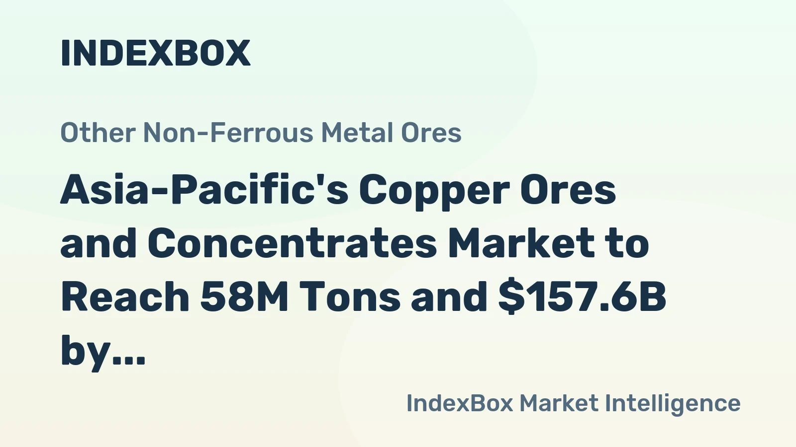 Asia-Pacific's Copper Ores and Concentrates Market to Reach 58M Tons and $157.6B by 2035