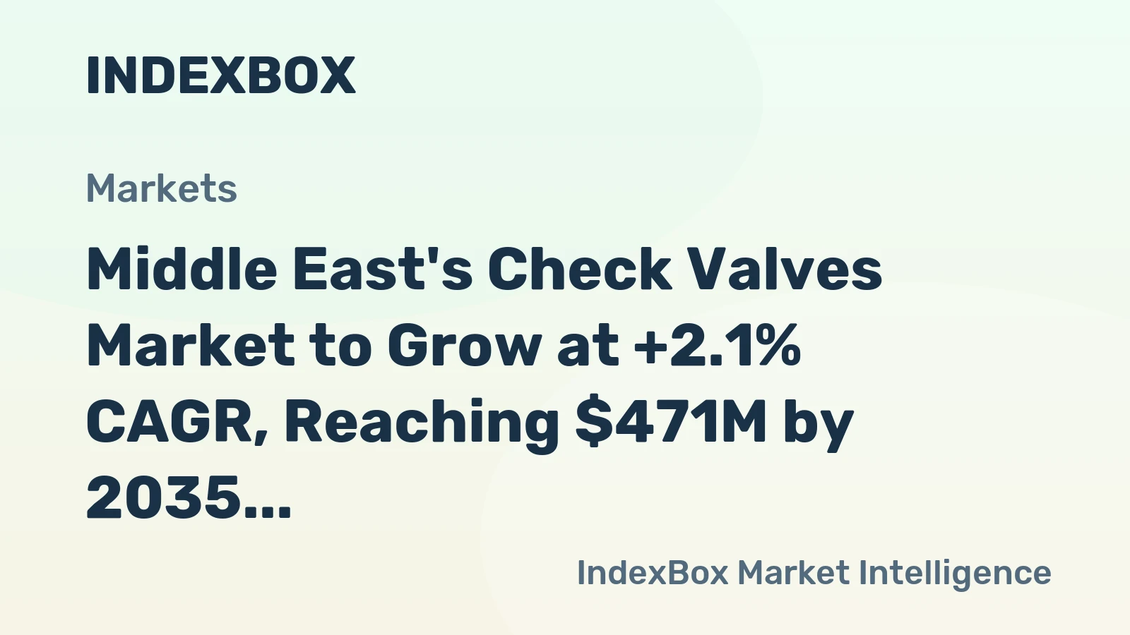 Middle East's Check Valves Market to Grow at +2.1% CAGR, Reaching $471M by 2035