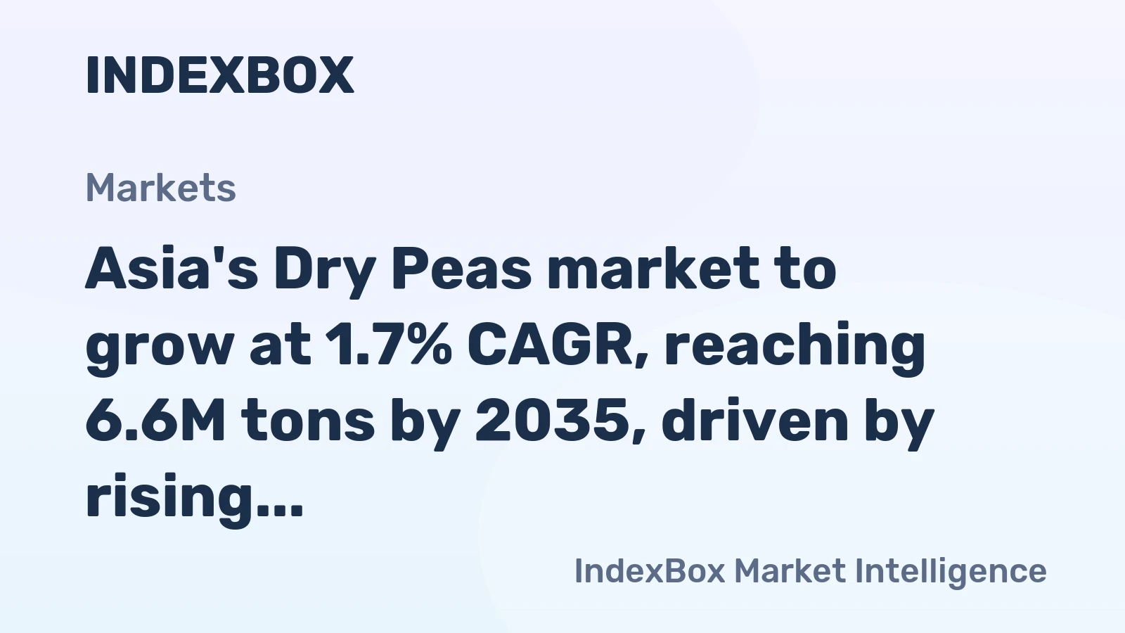 Asia's Dry Peas market to grow at 1.7% CAGR, reaching 6.6M tons by 2035, driven by rising regional demand.