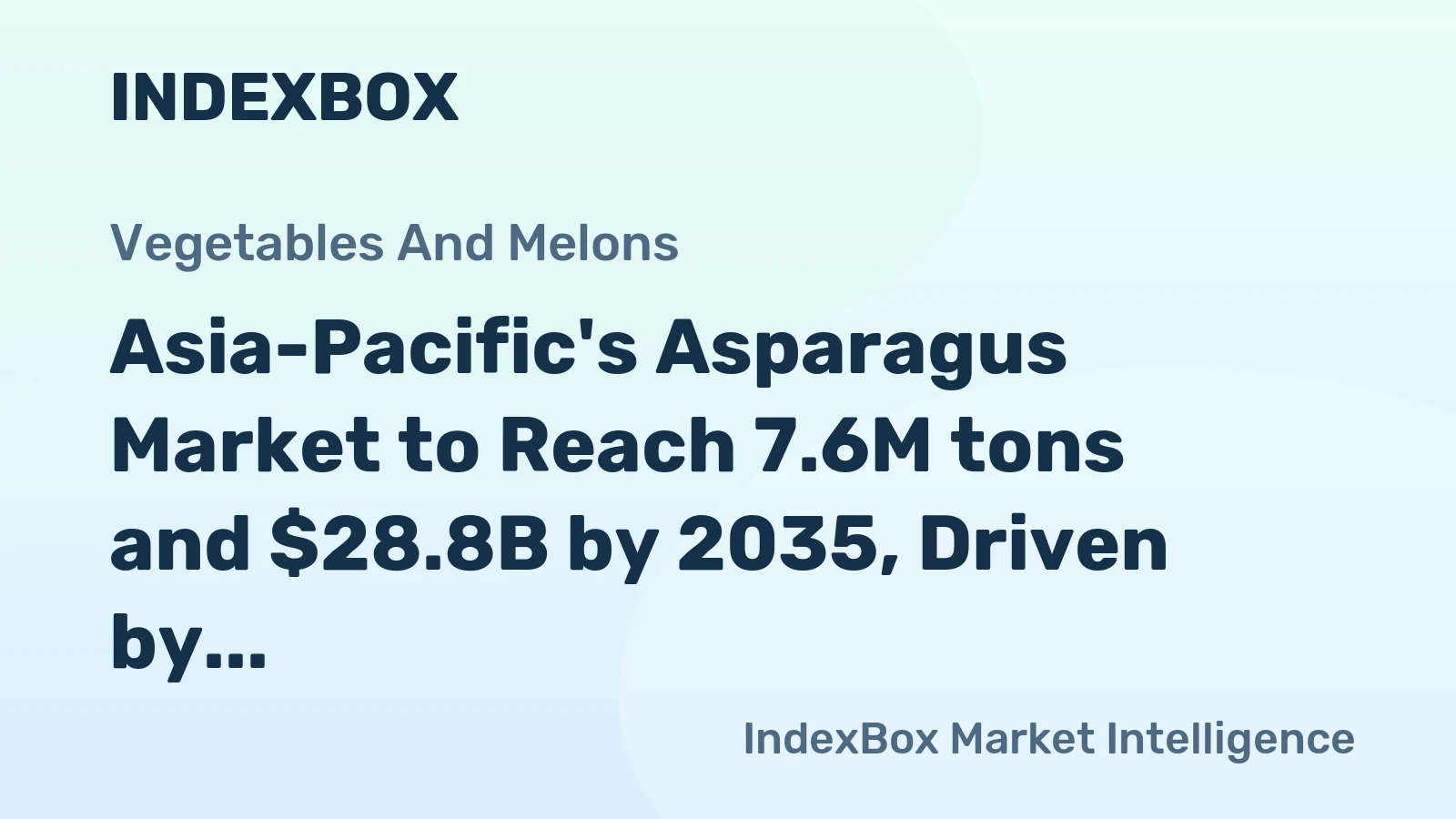 Asia-Pacific's Asparagus Market to Reach 7.6M tons and $28.8B by 2035, Driven by Rising Demand in the Region
