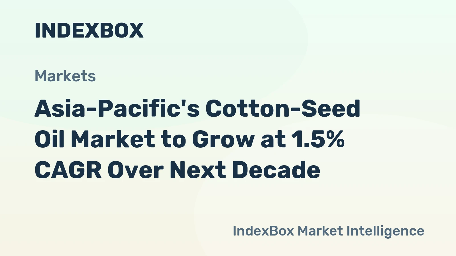 Asia-Pacific's Cotton-Seed Oil Market to Grow at 1.5% CAGR Over Next Decade