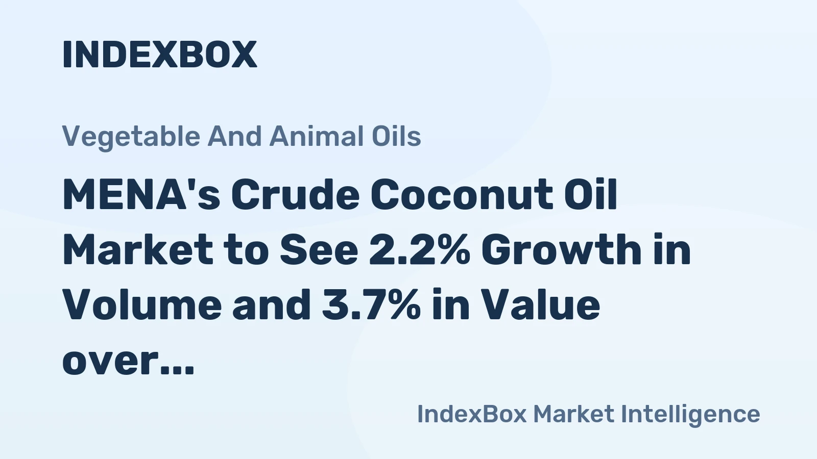 MENA's Crude Coconut Oil Market to See 2.2% Growth in Volume and 3.7% in Value over Next Decade