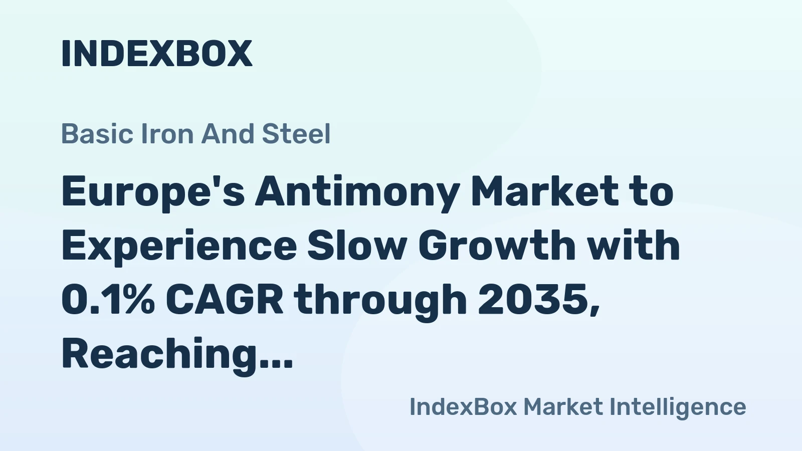 Europe's Antimony Market to Experience Slow Growth with 0.1% CAGR through 2035, Reaching $2.1B in Value