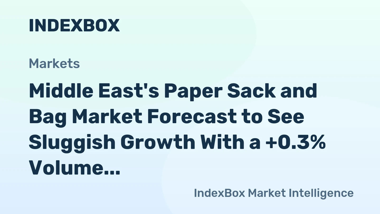 Middle East's Paper Sack and Bag Market Forecast to See Sluggish Growth With a +0.3% Volume CAGR