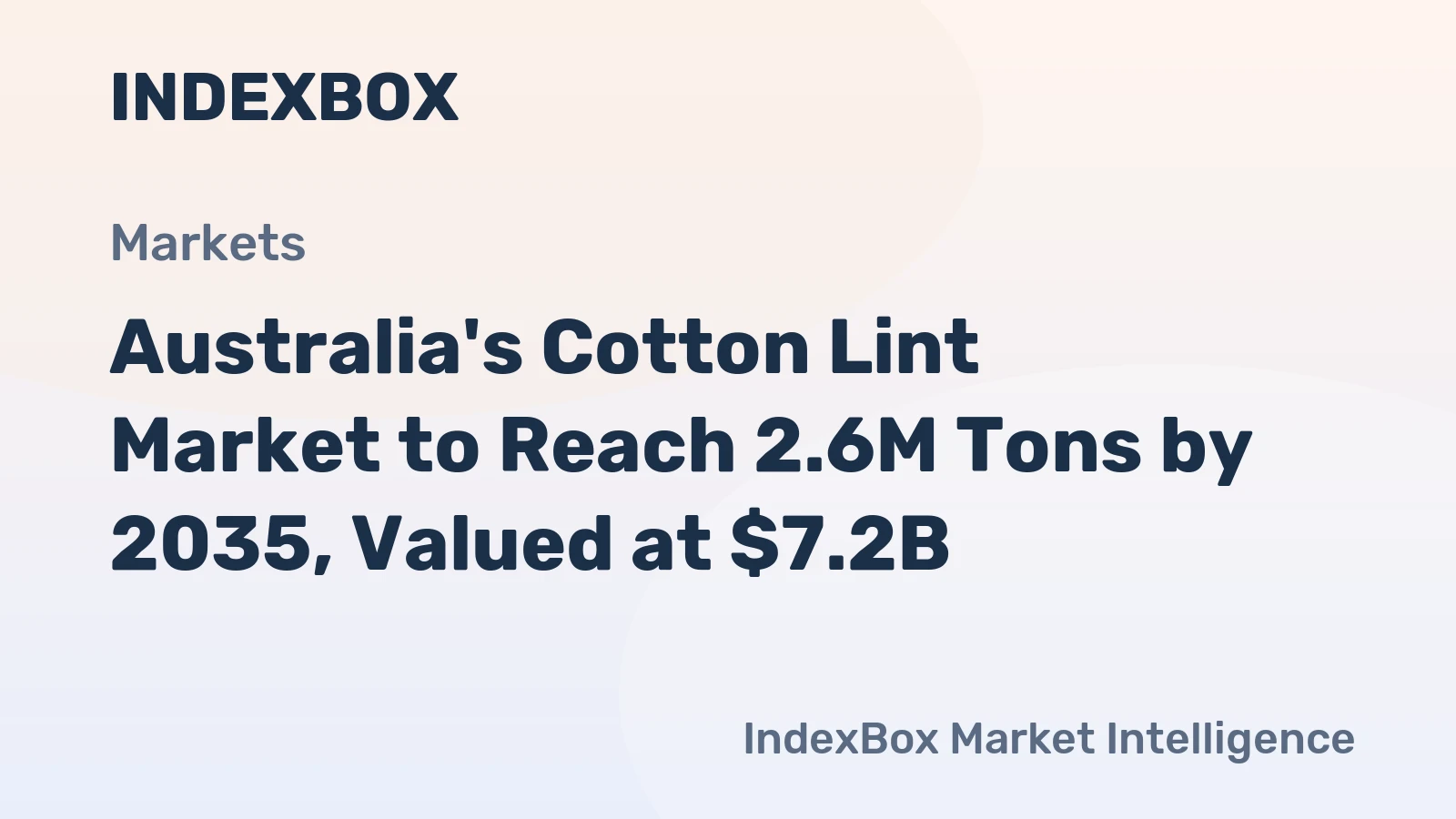 Australia's Cotton Lint Market to Reach 2.6M Tons by 2035, Valued at $7.2B