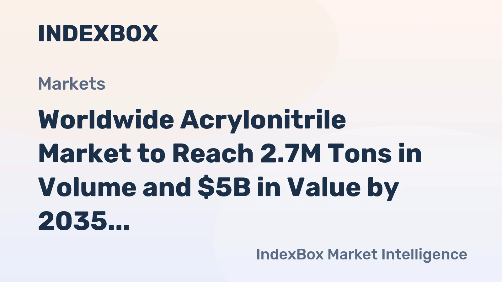 Worldwide Acrylonitrile Market to Reach 2.7M Tons in Volume and $5B in Value by 2035