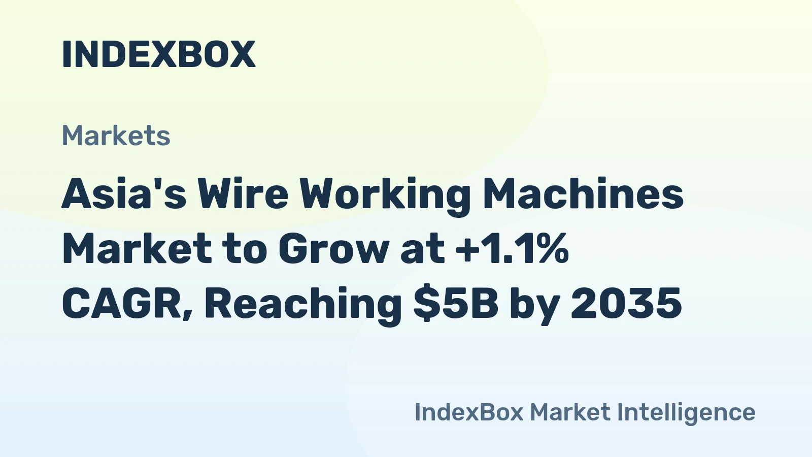 Asia's Wire Working Machines Market to Grow at +1.1% CAGR, Reaching $5B by 2035