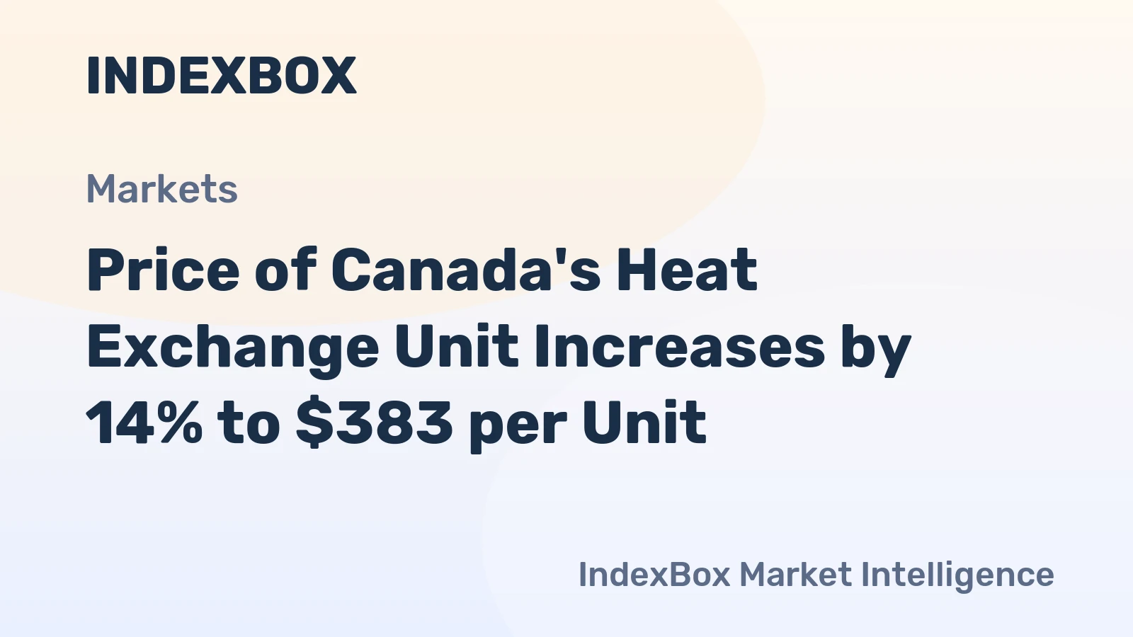 Price of Canada's Heat Exchange Unit Increases by 14% to $383 per Unit