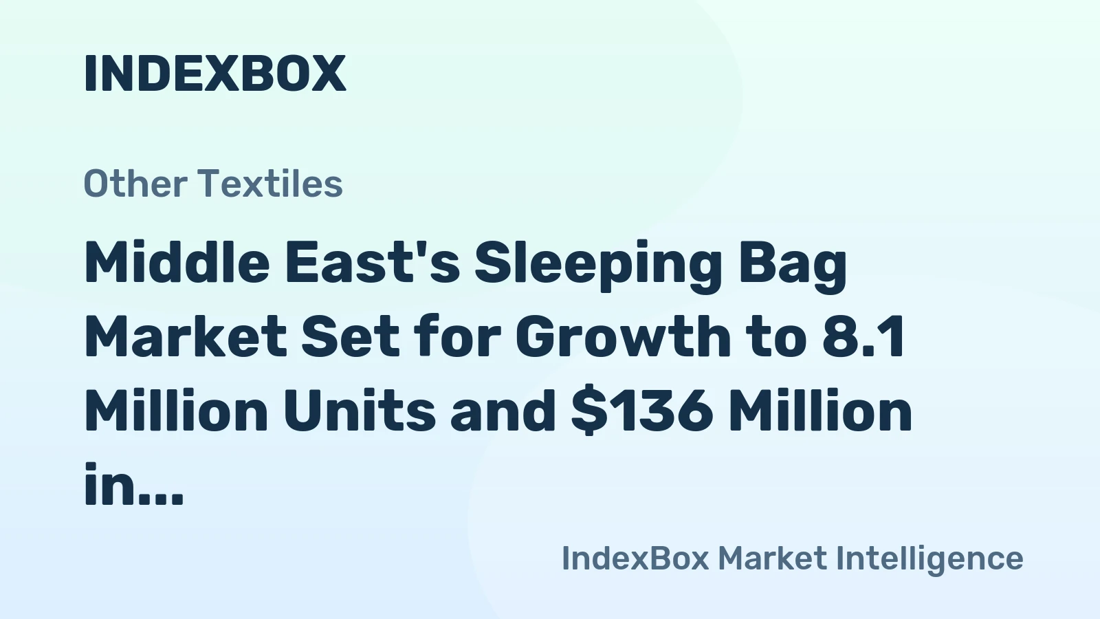 Middle East's Sleeping Bag Market Set for Growth to 8.1 Million Units and $136 Million in Value