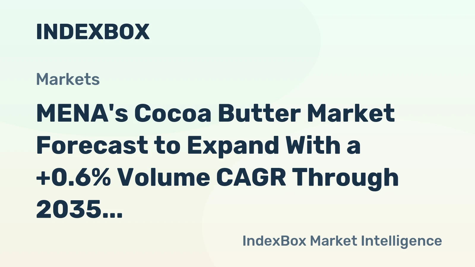 MENA's Cocoa Butter Market Forecast to Expand With a +0.6% Volume CAGR Through 2035