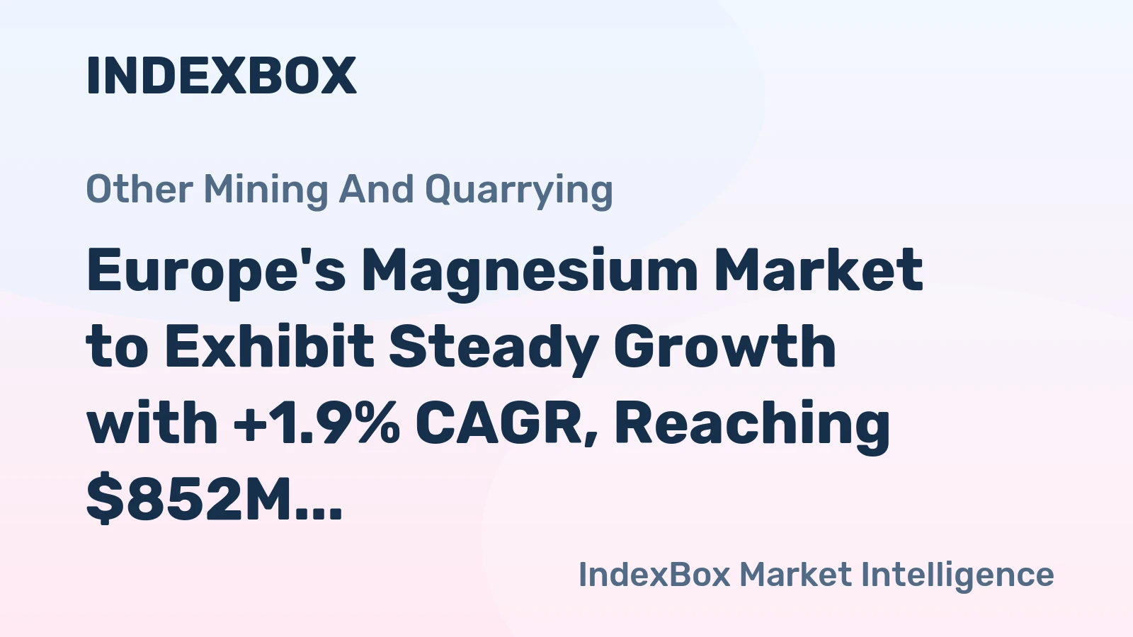 Europe's Magnesium Market to Exhibit Steady Growth with +1.9% CAGR, Reaching $852M by 2035