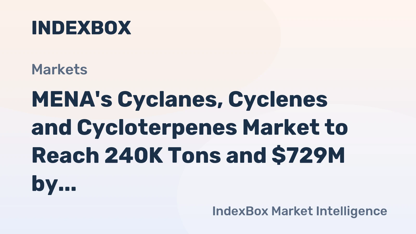 MENA's Cyclanes, Cyclenes and Cycloterpenes Market to Reach 240K Tons and $729M by 2035