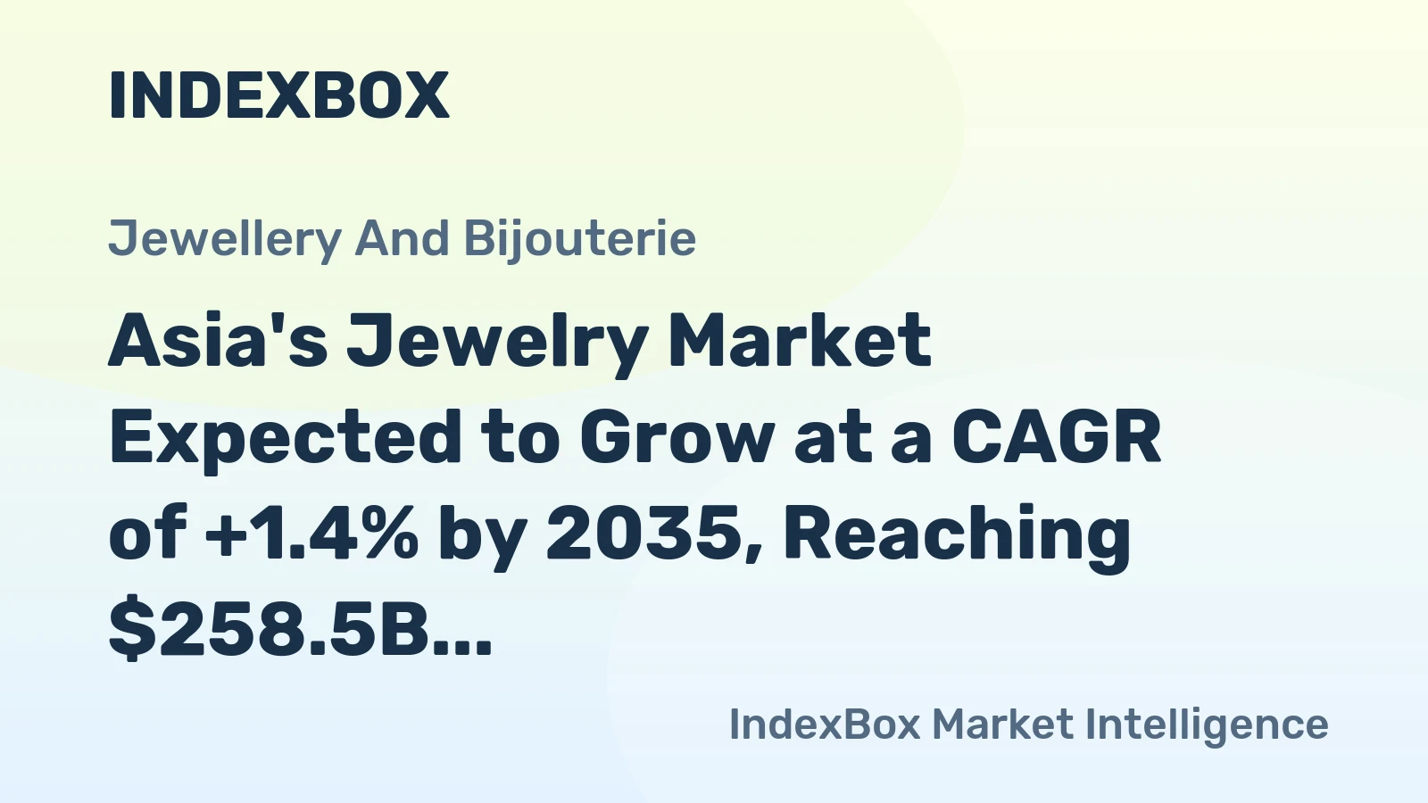 Asia's Jewelry Market Expected to Grow at a CAGR of +1.4% by 2035, Reaching $258.5B