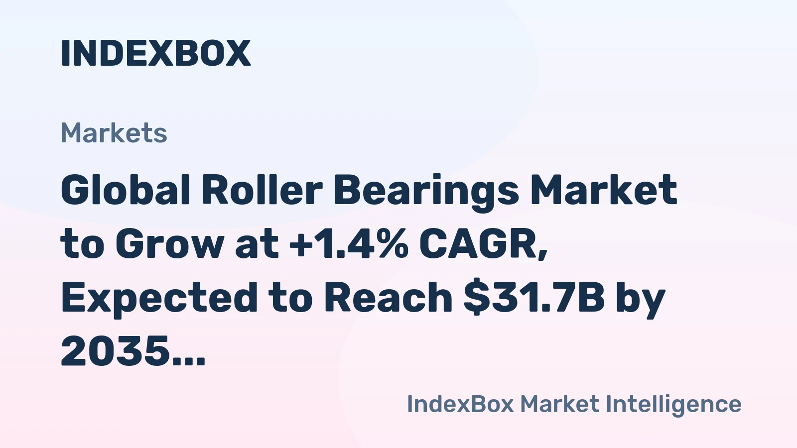 Global Roller Bearings Market to Grow at +1.4% CAGR, Expected to Reach $31.7B by 2035
