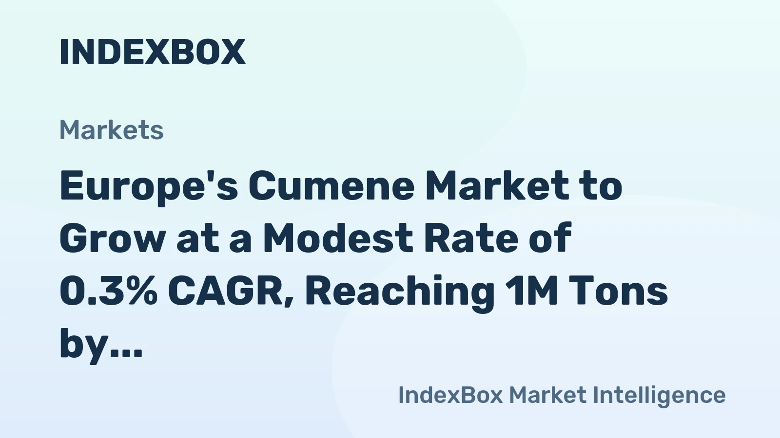 Europe's Cumene Market to Grow at a Modest Rate of 0.3% CAGR, Reaching 1M Tons by 2035