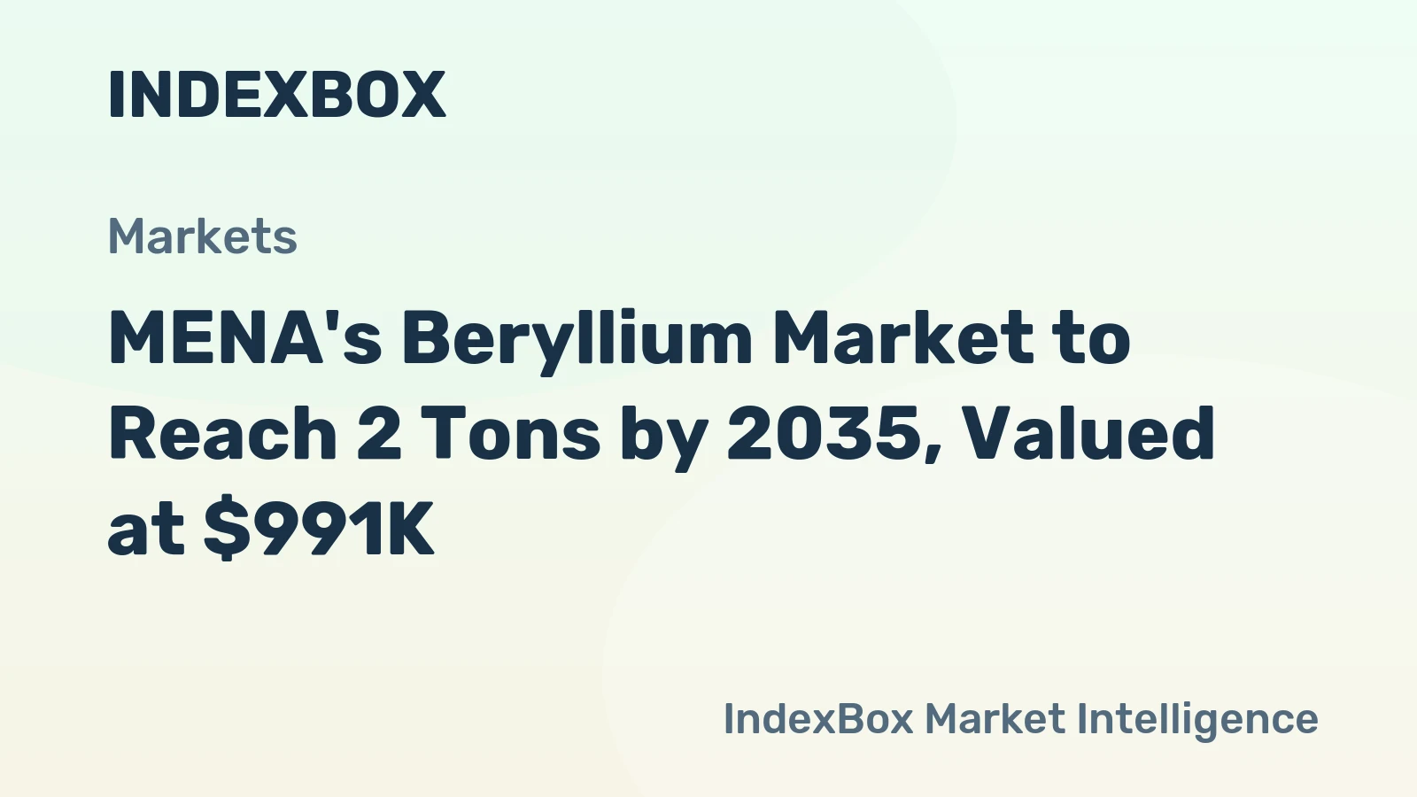 MENA's Beryllium Market to Reach 2 Tons by 2035, Valued at $991K