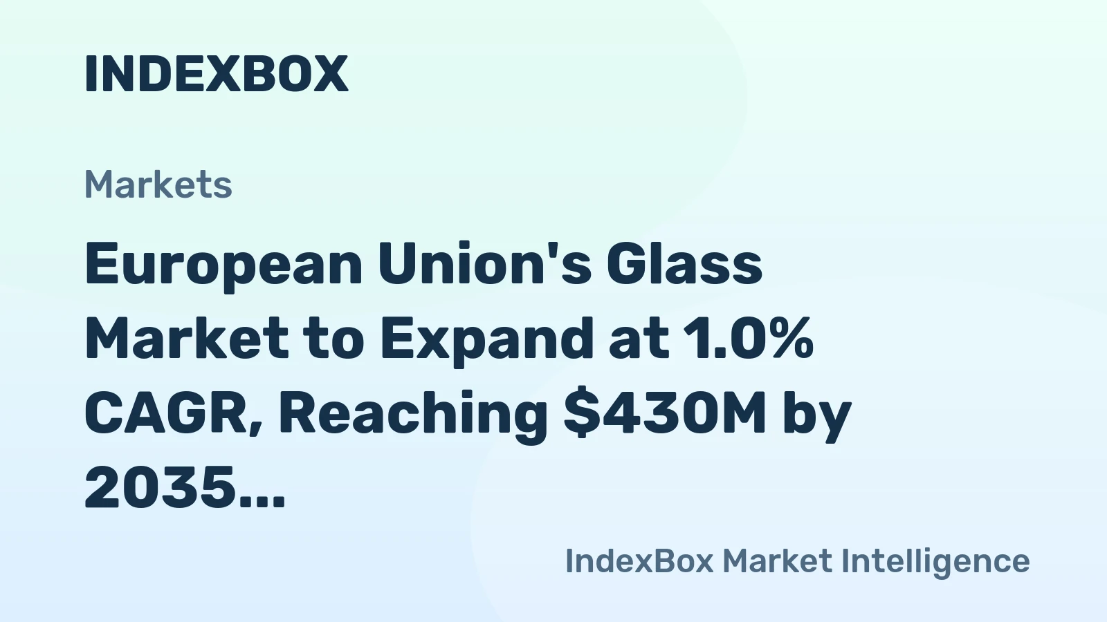 European Union's Glass Market to Expand at 1.0% CAGR, Reaching $430M by 2035