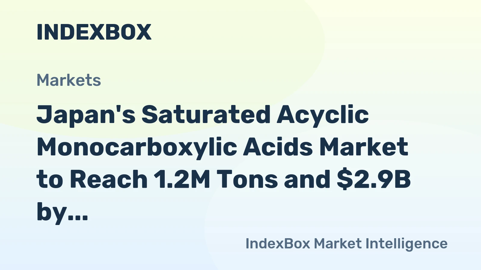 Japan's Saturated Acyclic Monocarboxylic Acids Market to Reach 1.2M Tons and $2.9B by 2035