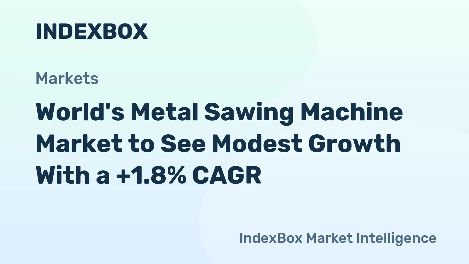 World's Metal Sawing Machine Market to See Modest Growth With a +1.8% CAGR