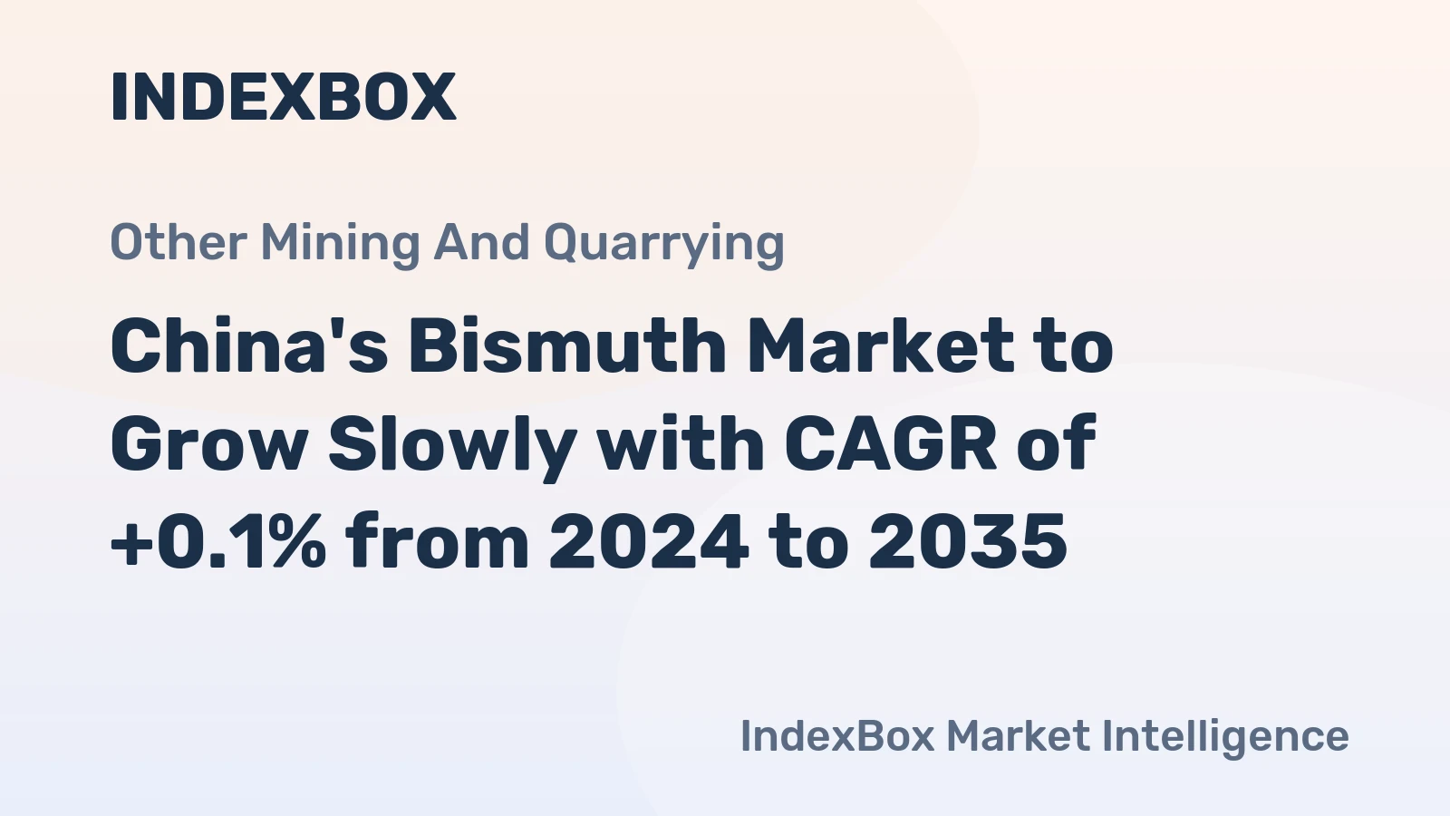 China's Bismuth Market to Grow Slowly with CAGR of +0.1% from 2024 to 2035