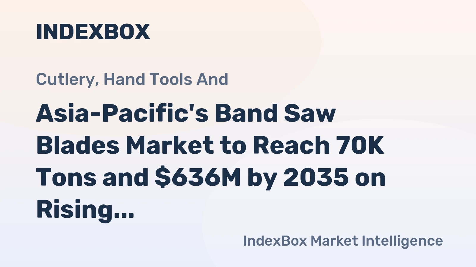 Asia-Pacific's Band Saw Blades Market to Reach 70K Tons and $636M by 2035 on Rising Demand