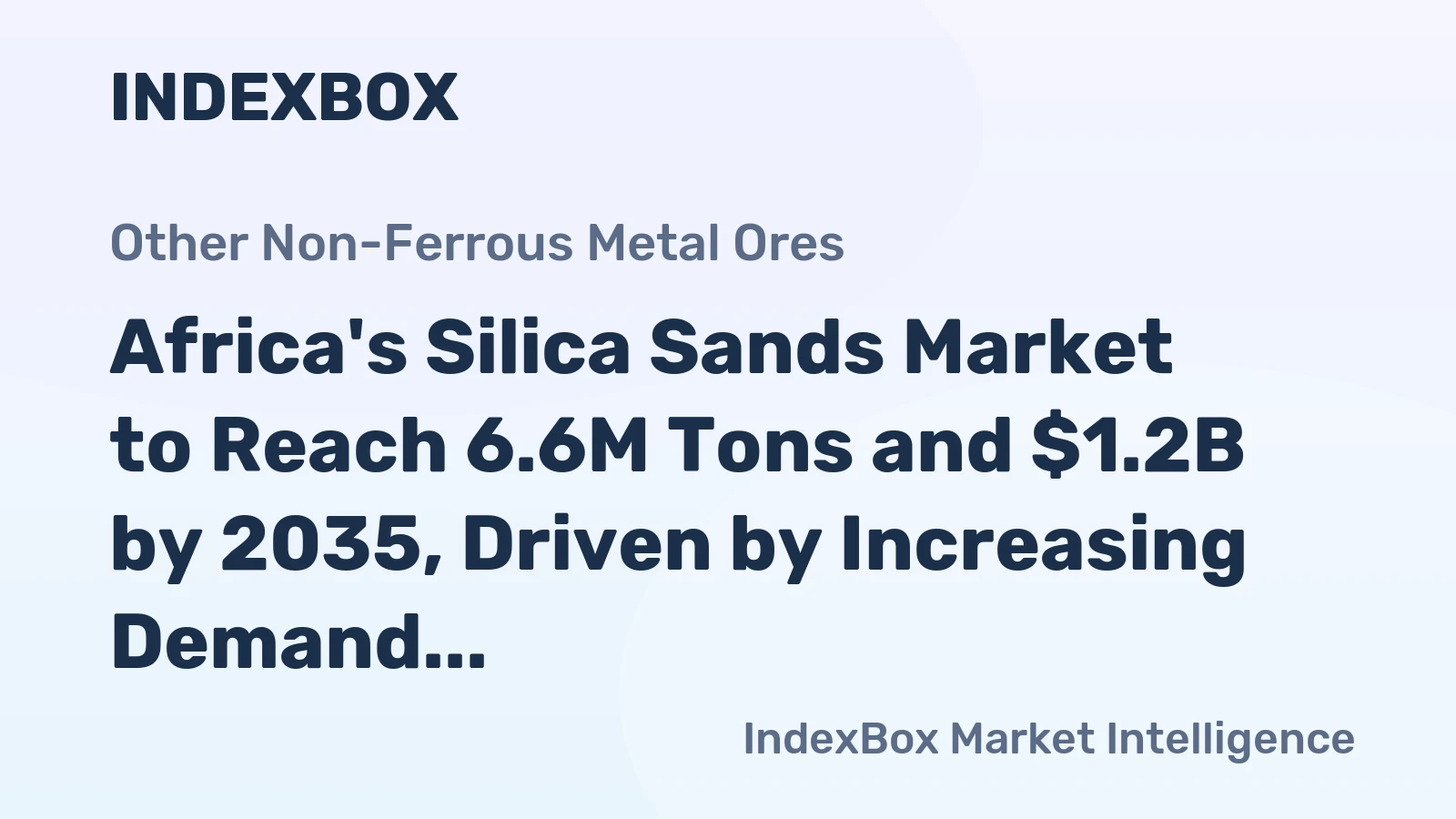 Africa's Silica Sands Market to Reach 6.6M Tons and $1.2B by 2035, Driven by Increasing Demand