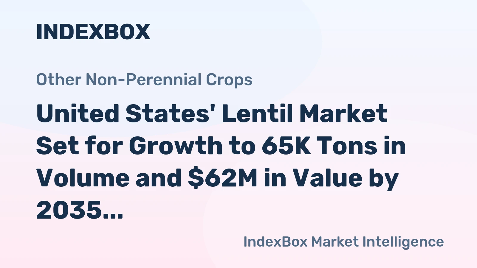 United States' Lentil Market Set for Growth to 65K Tons in Volume and $62M in Value by 2035
