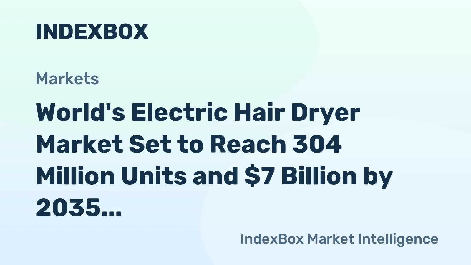 World's Electric Hair Dryer Market Set to Reach 304 Million Units and $7 Billion by 2035