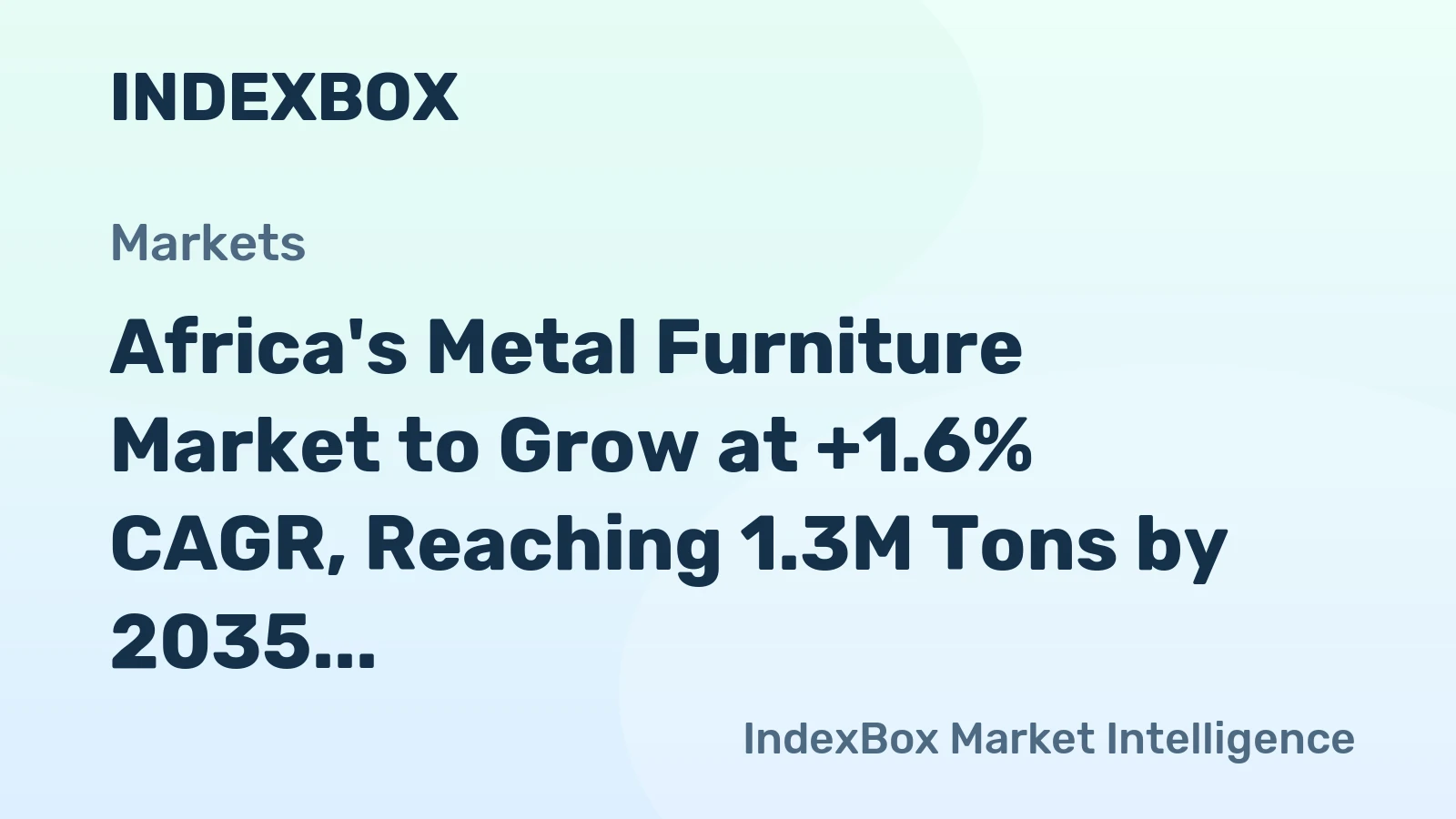Africa's Metal Furniture Market to Grow at +1.6% CAGR, Reaching 1.3M Tons by 2035