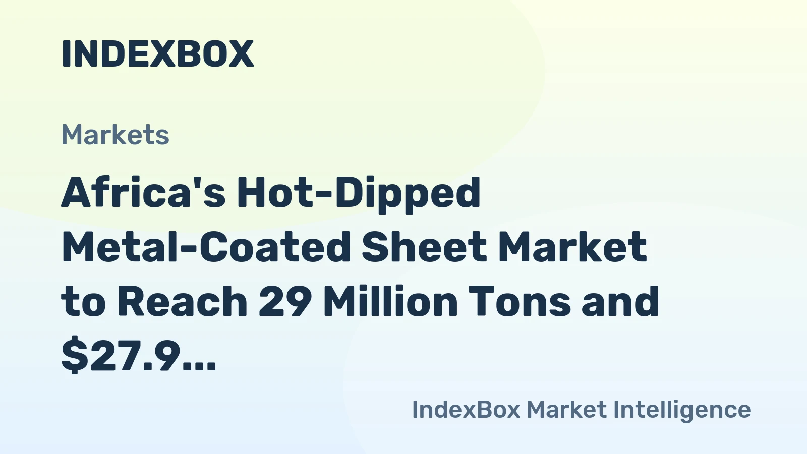 Africa's Hot-Dipped Metal-Coated Sheet Market to Reach 29 Million Tons and $27.9 Billion by 2035