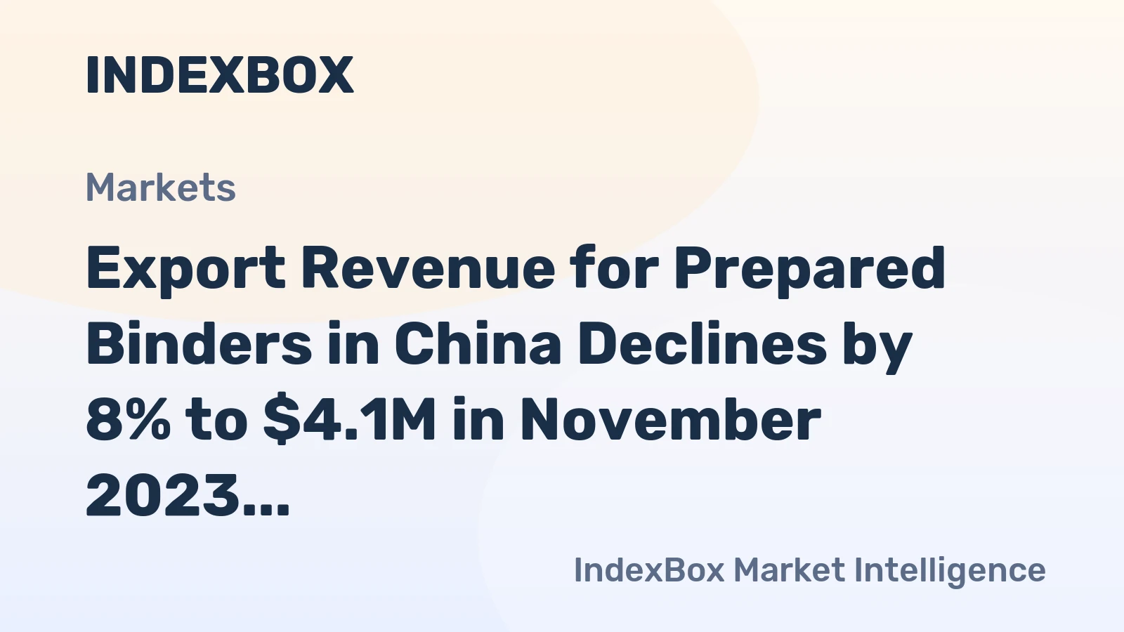 Export Revenue for Prepared Binders in China Declines by 8% to $4.1M in November 2023
