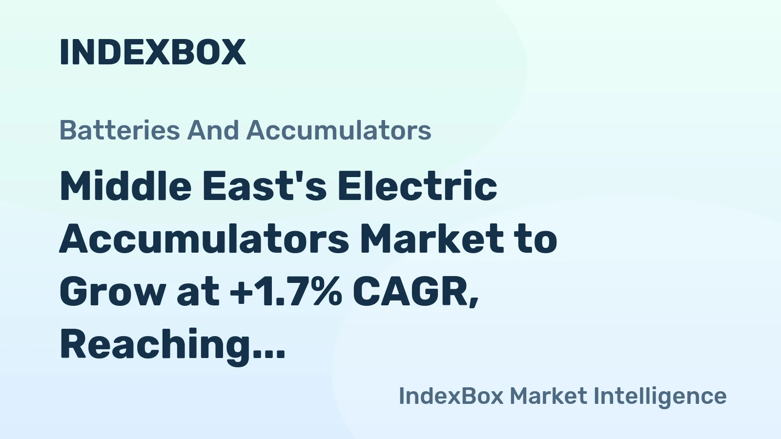 Middle East's Electric Accumulators Market to Grow at +1.7% CAGR, Reaching $8.5B by 2035