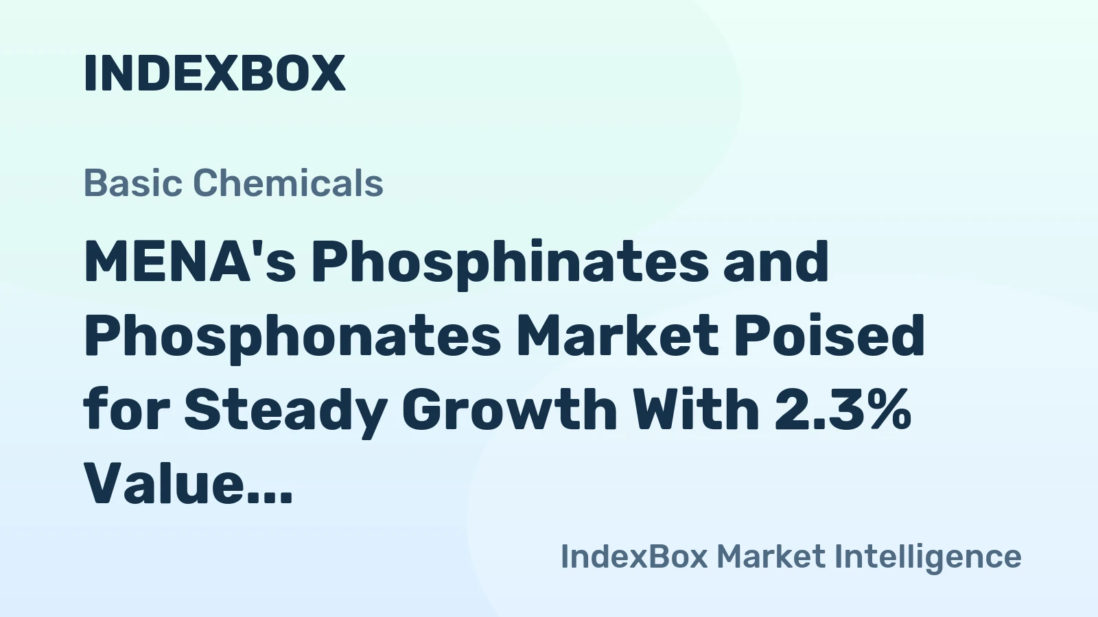 MENA's Phosphinates and Phosphonates Market Poised for Steady Growth With 2.3% Value CAGR