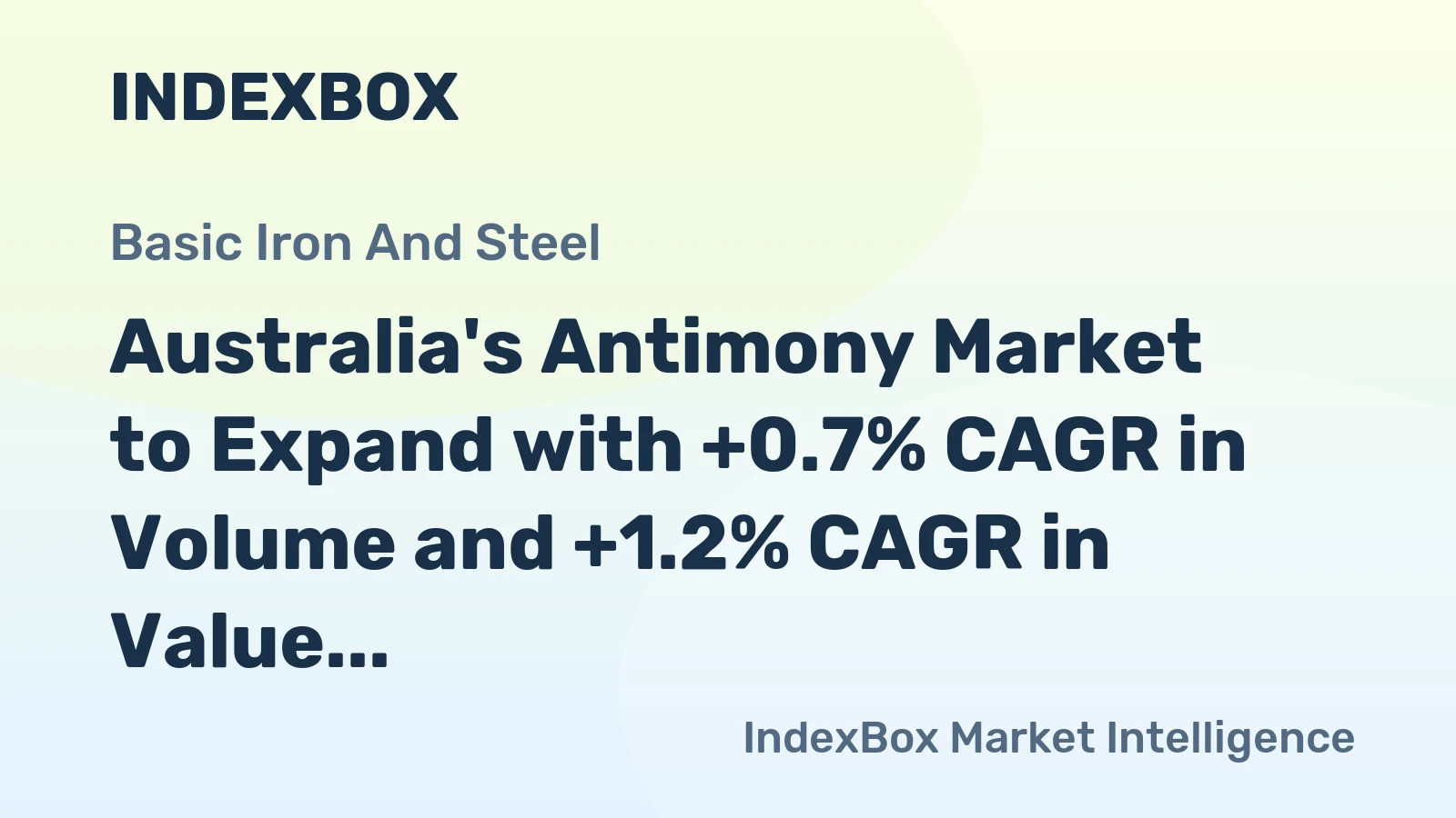 Australia's Antimony Market to Expand with +0.7% CAGR in Volume and +1.2% CAGR in Value from 2024 to 2035