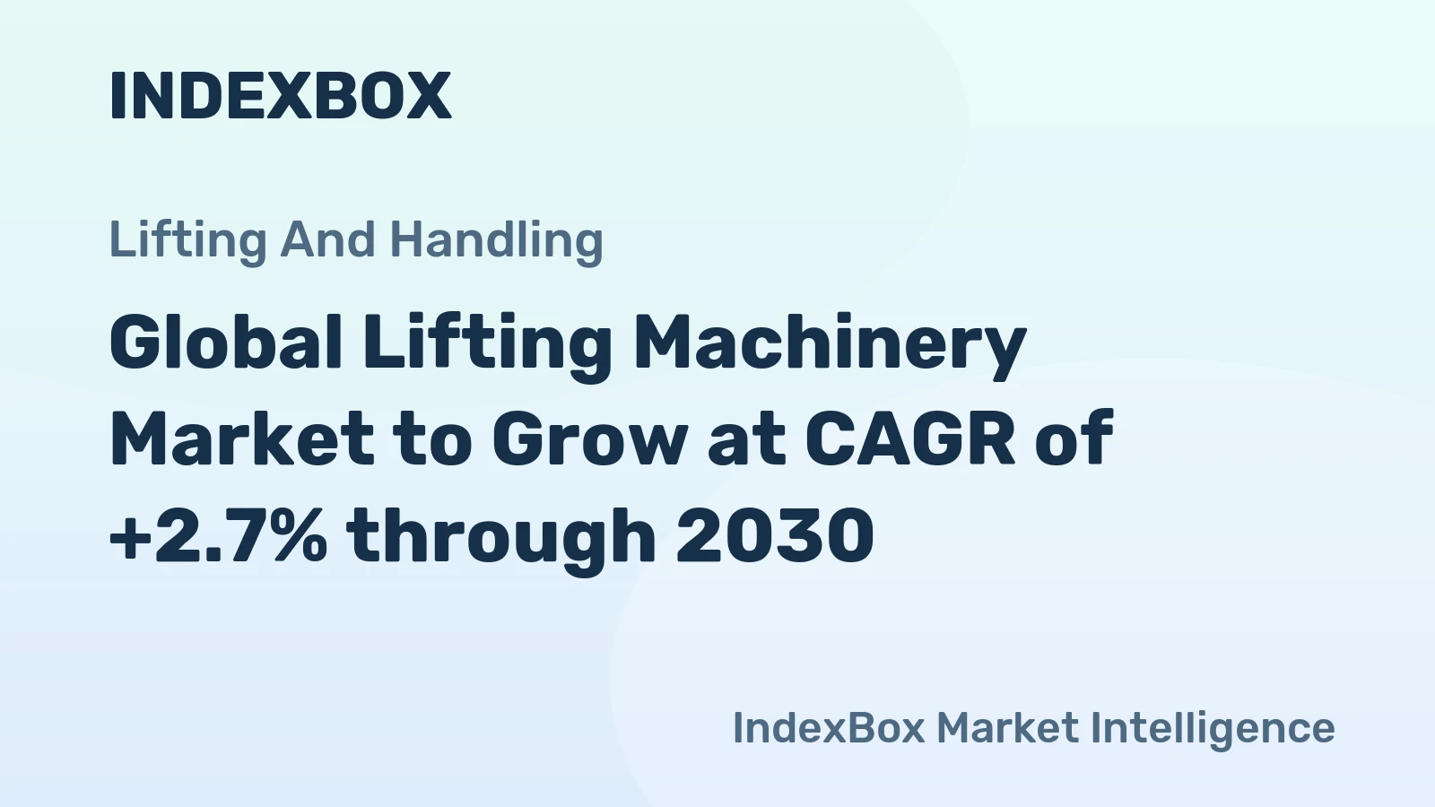 Global Lifting Machinery Market to Grow at CAGR of +2.7% through 2030