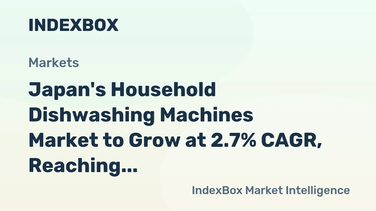 Japan's Household Dishwashing Machines Market to Grow at 2.7% CAGR, Reaching $83M by 2035