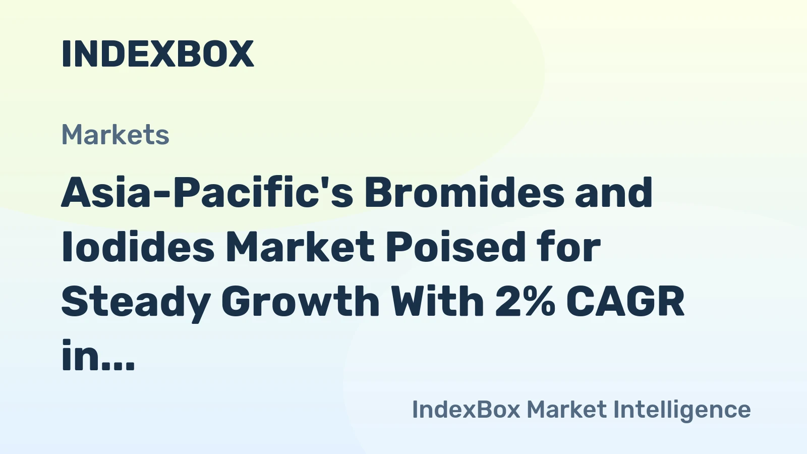 Asia-Pacific's Bromides and Iodides Market Poised for Steady Growth With 2% CAGR in Value Through 2035