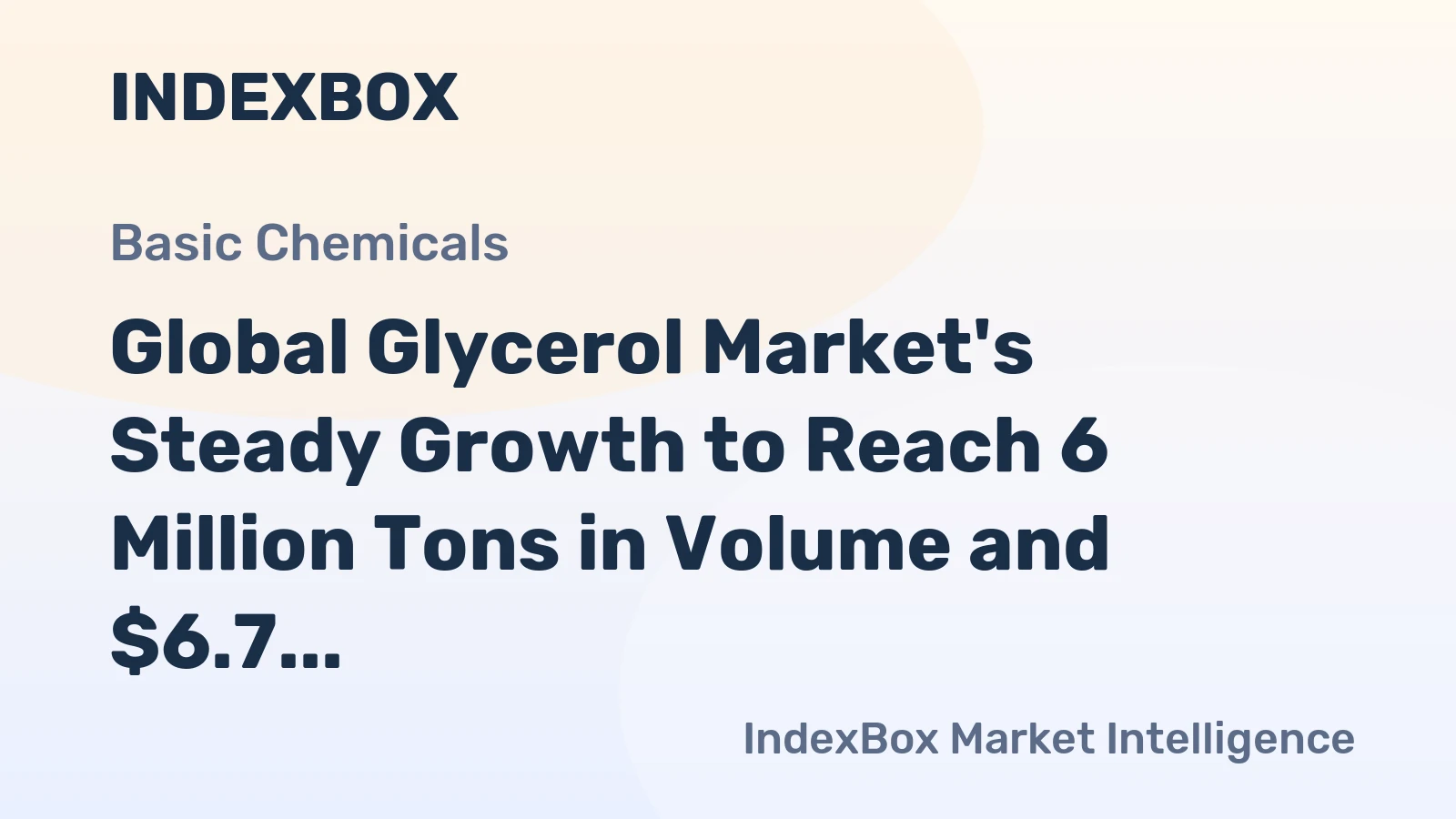 Global Glycerol Market's Steady Growth to Reach 6 Million Tons in Volume and $6.7 Billion in Value by 2035