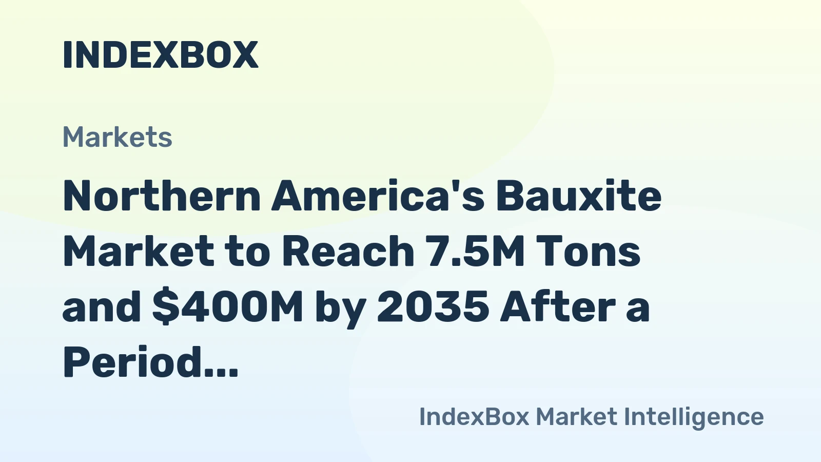 Northern America's Bauxite Market to Reach 7.5M Tons and $400M by 2035 After a Period of Decline