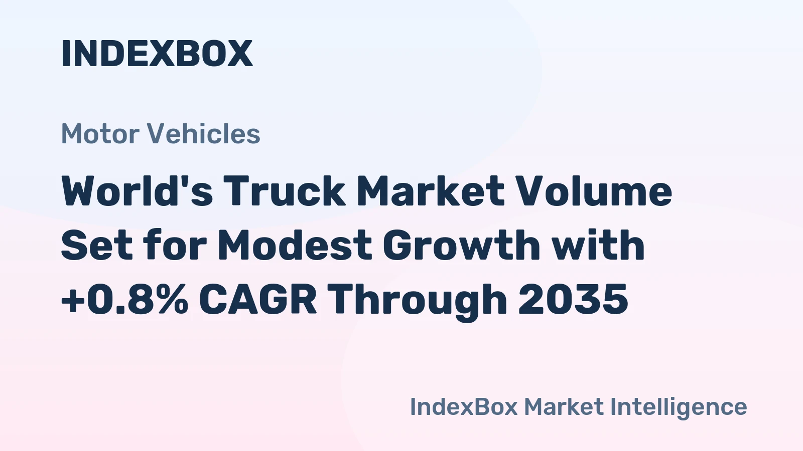World's Truck Market Volume Set for Modest Growth with +0.8% CAGR Through 2035