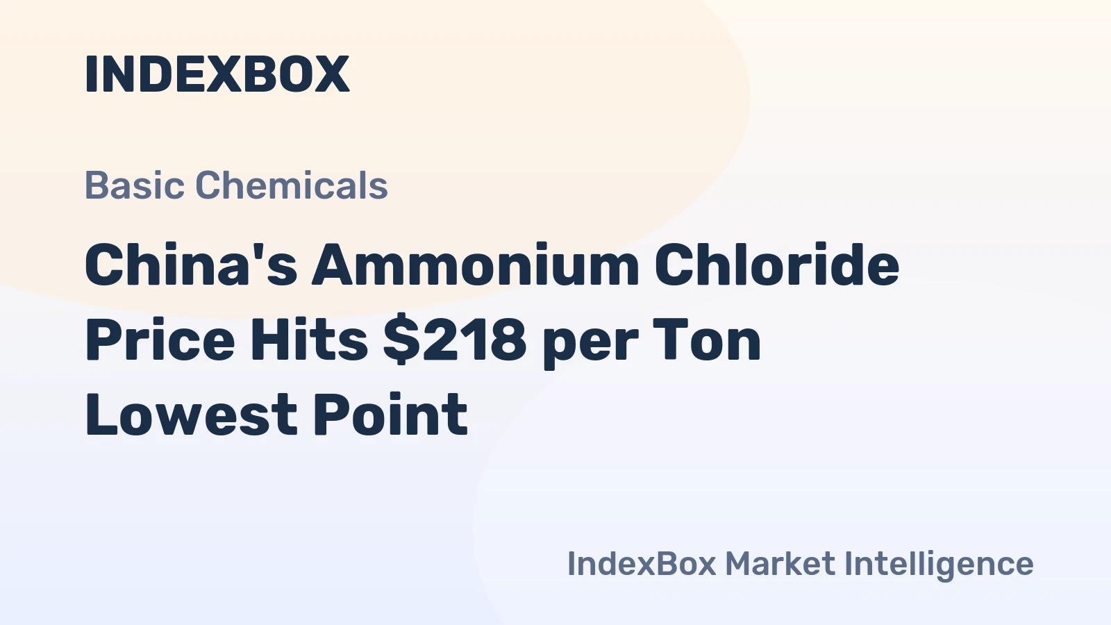 China's Ammonium Chloride Price Hits $218 per Ton Lowest Point